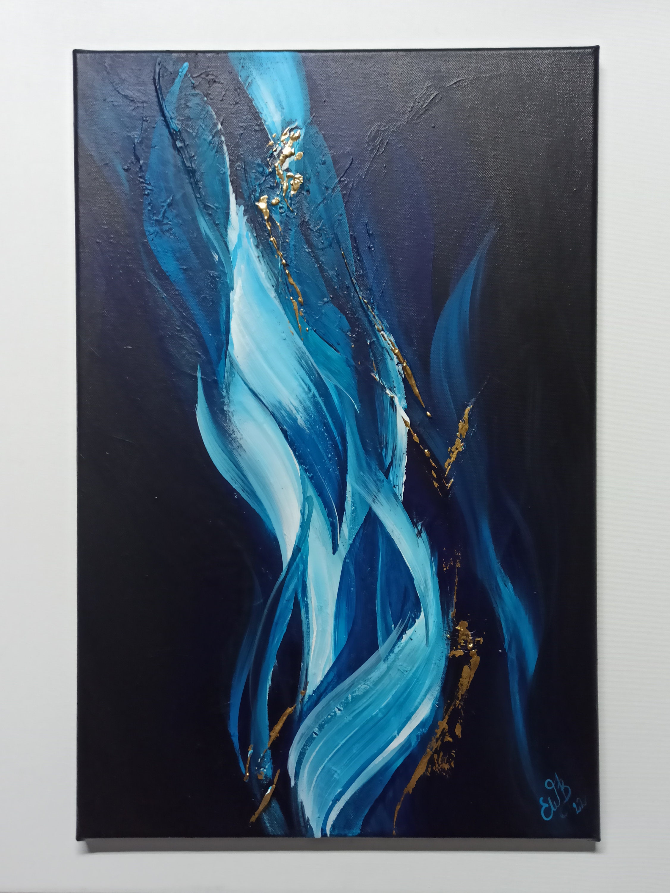 Blue Painting, Blue Line, Abstract Art Hand Painted, Texture Painting ...