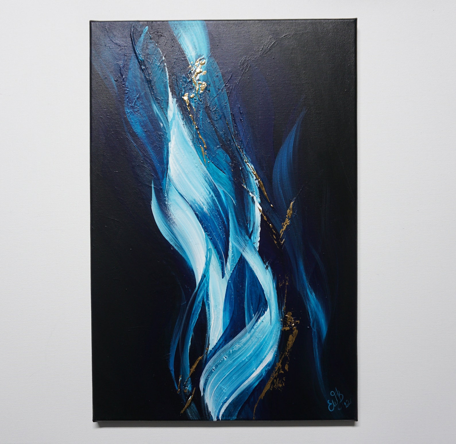 Blue Painting, Blue Line, Abstract Art Hand Painted, Texture Painting ...