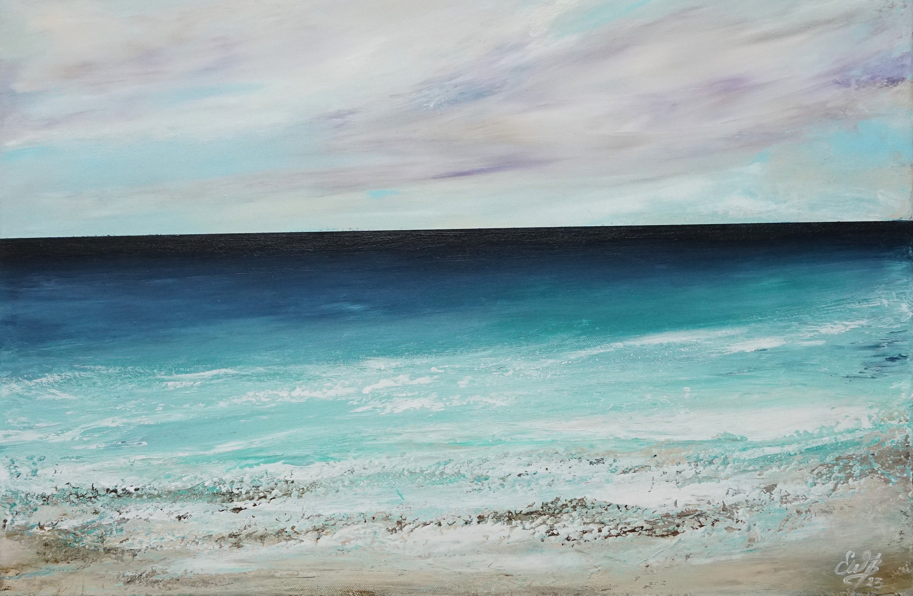 Das weite Meer, Acrylgemälde, Seelandschaft handgemalt, Maritime Kunst ...