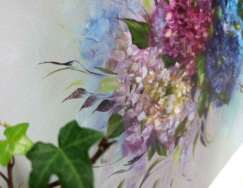 Original Hydrangeas Acrylic Painting Hand-painted, Flower Painting ...