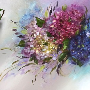 Original Hydrangeas Acrylic Painting Hand-painted, Flower Painting ...