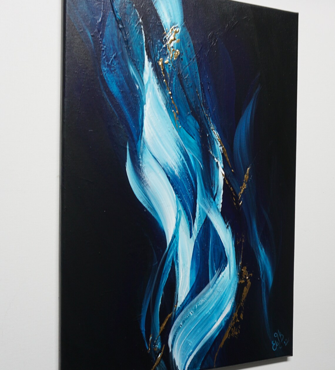 Blue Painting, Blue Line, Abstract Art Hand Painted, Texture Painting ...