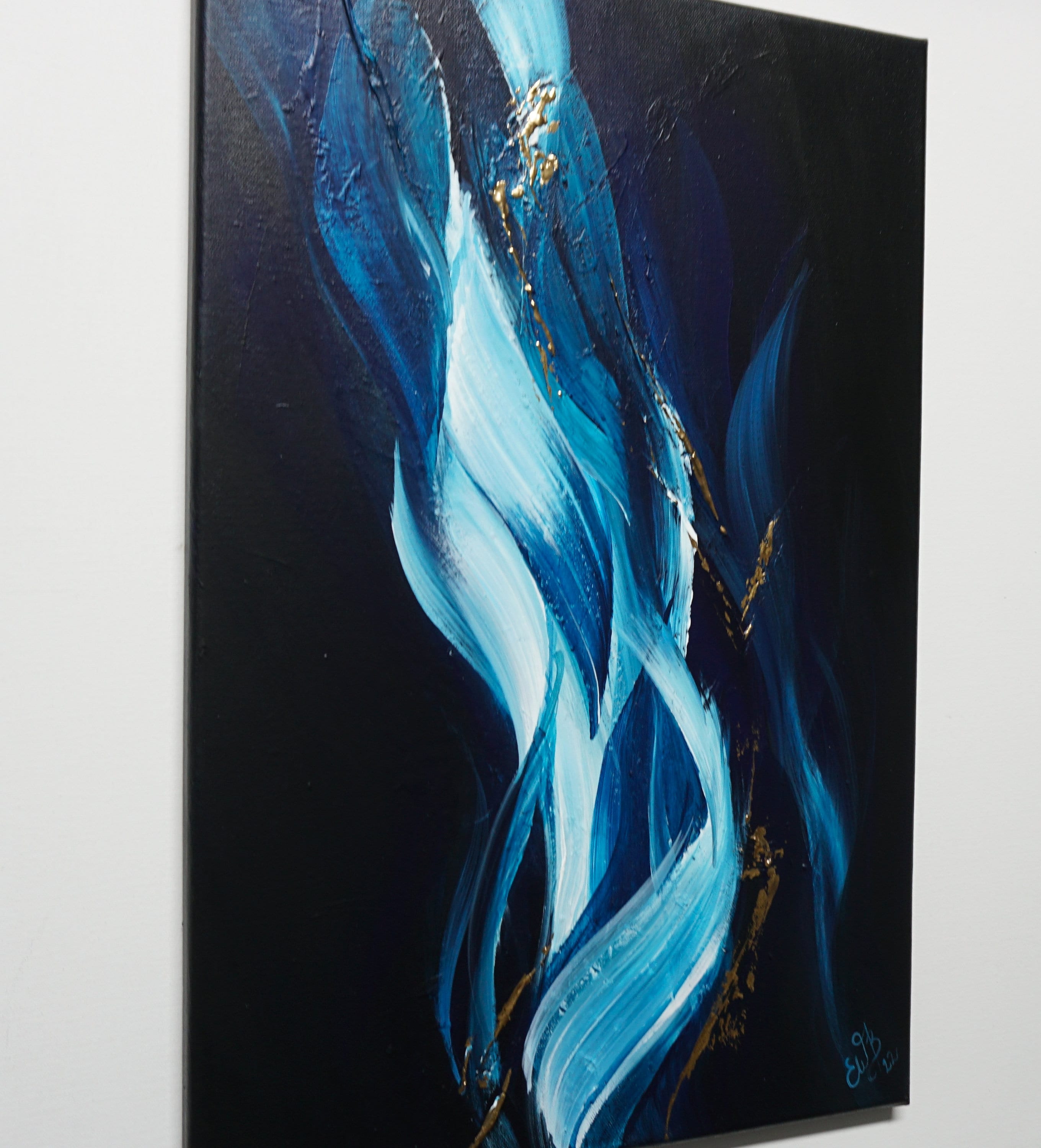 Blue Painting, Blue Line, Abstract Art Hand Painted, Texture Painting ...