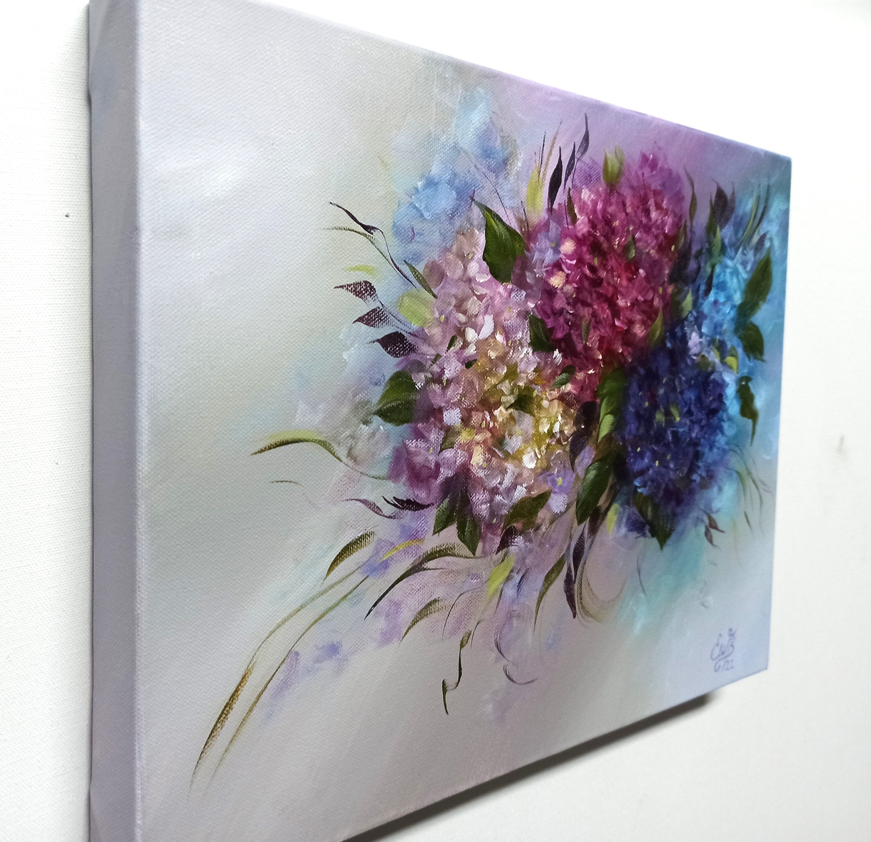 Original Hydrangeas Acrylic Painting Hand-painted, Flower Painting ...