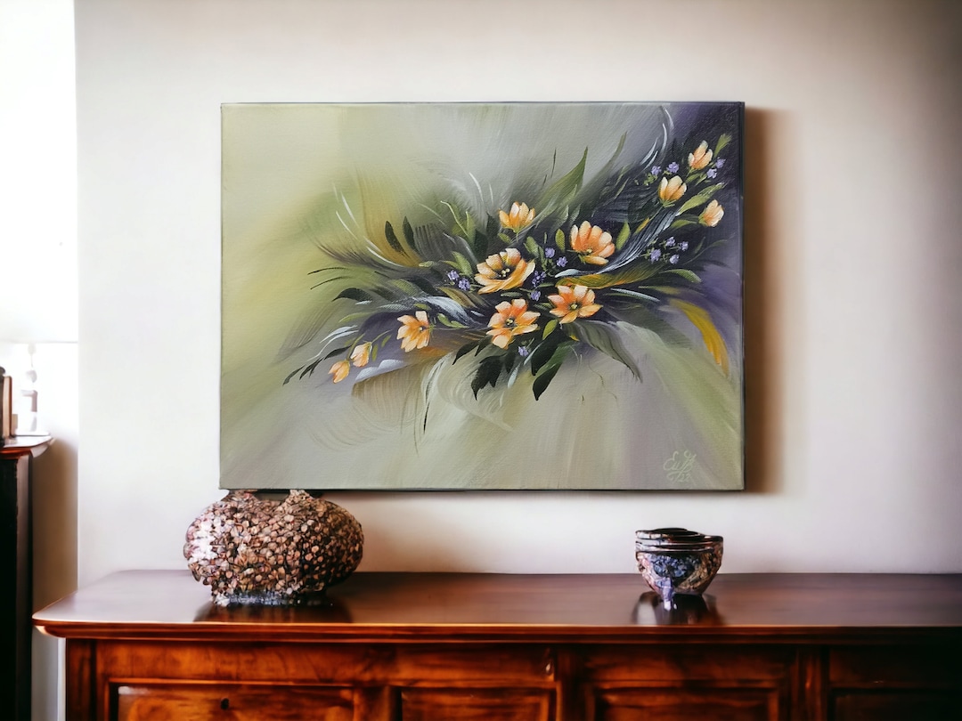 Original Flower Painting, Acrylic Painting Floral, Little Flowers ...