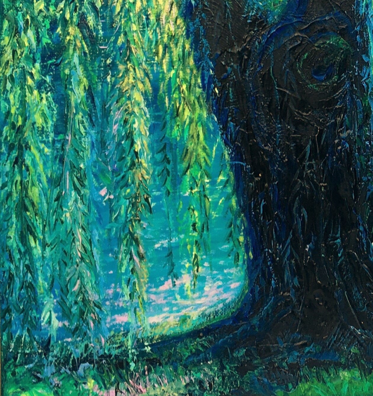Willow Tree in Moonlight. 20x16 Inch. Original Oil Painting. - Etsy
