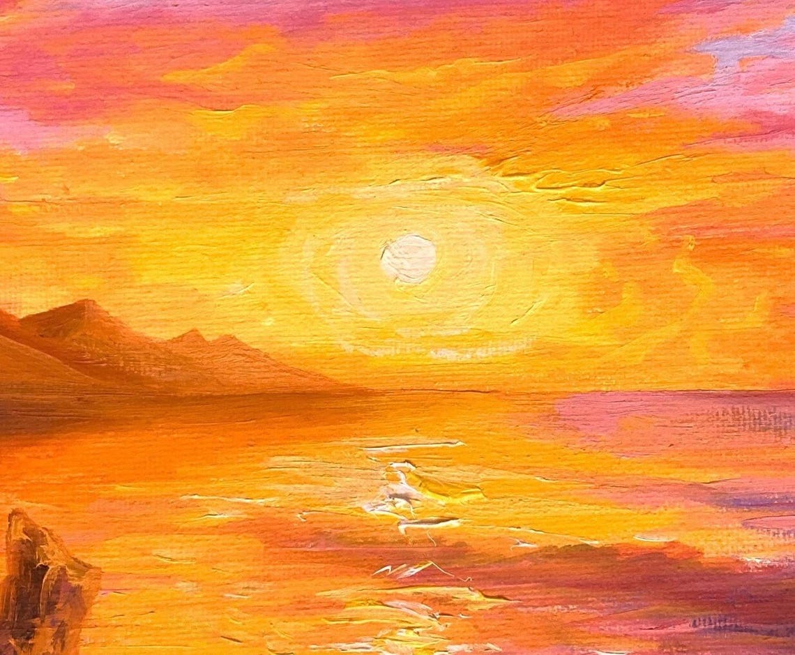 Original Oil Painting. Oregon Beach. Seascape. Ocean.sunset. Canvas ...