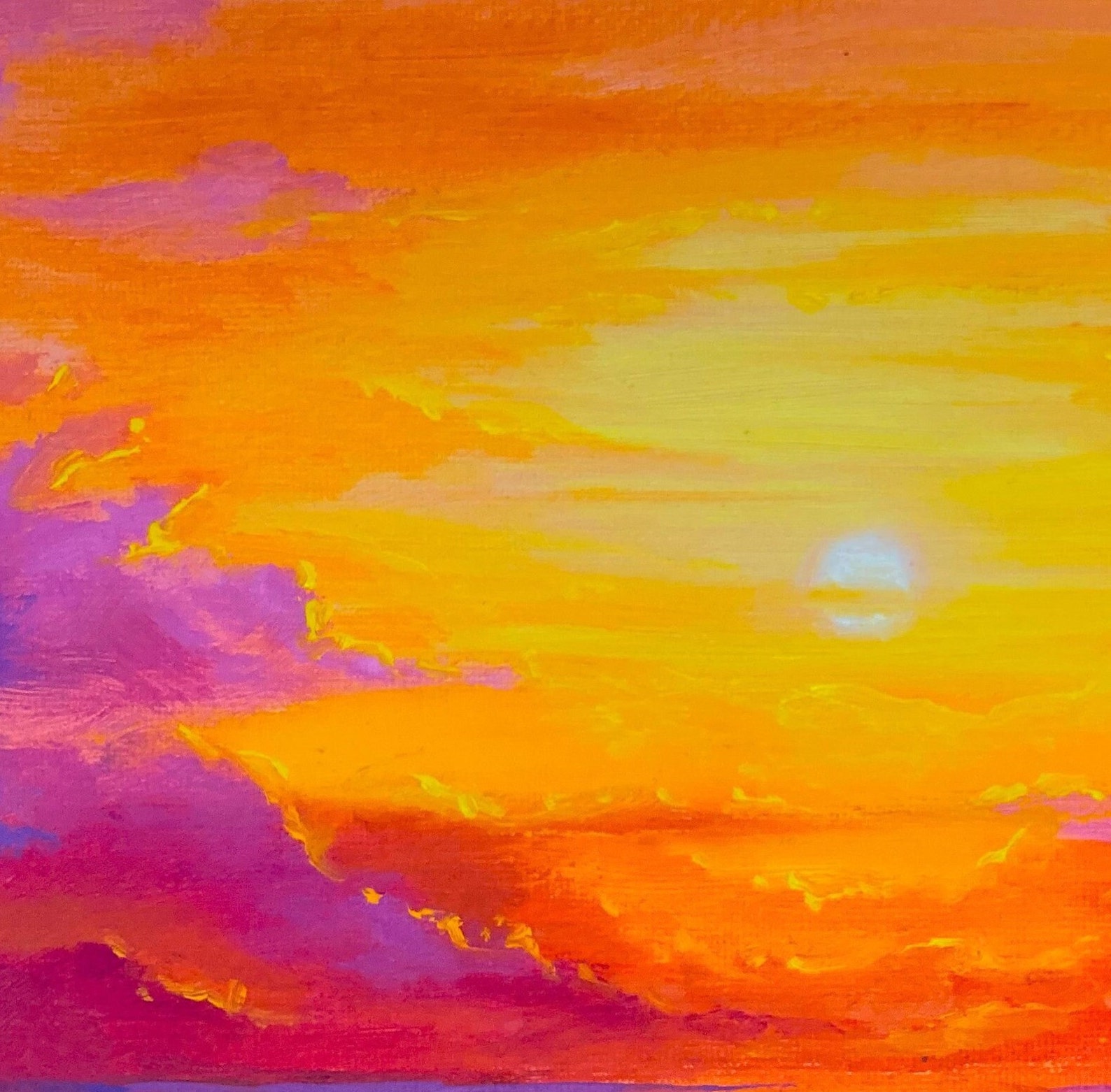 Original Oil Painting. Sunset. Ocean Seascape. Beach Painting. Canvas ...