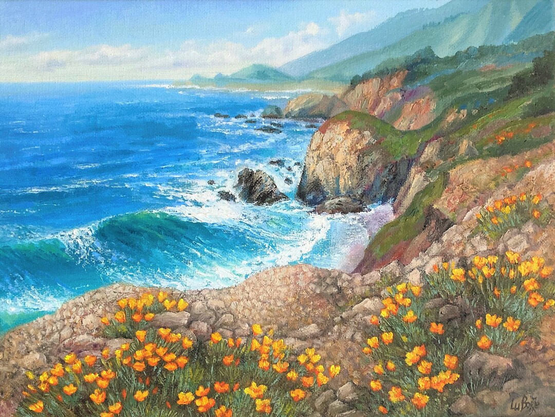 ORIGINAL Oil Painting. Big Sur Painting.rocky Creek Point.fine Art ...