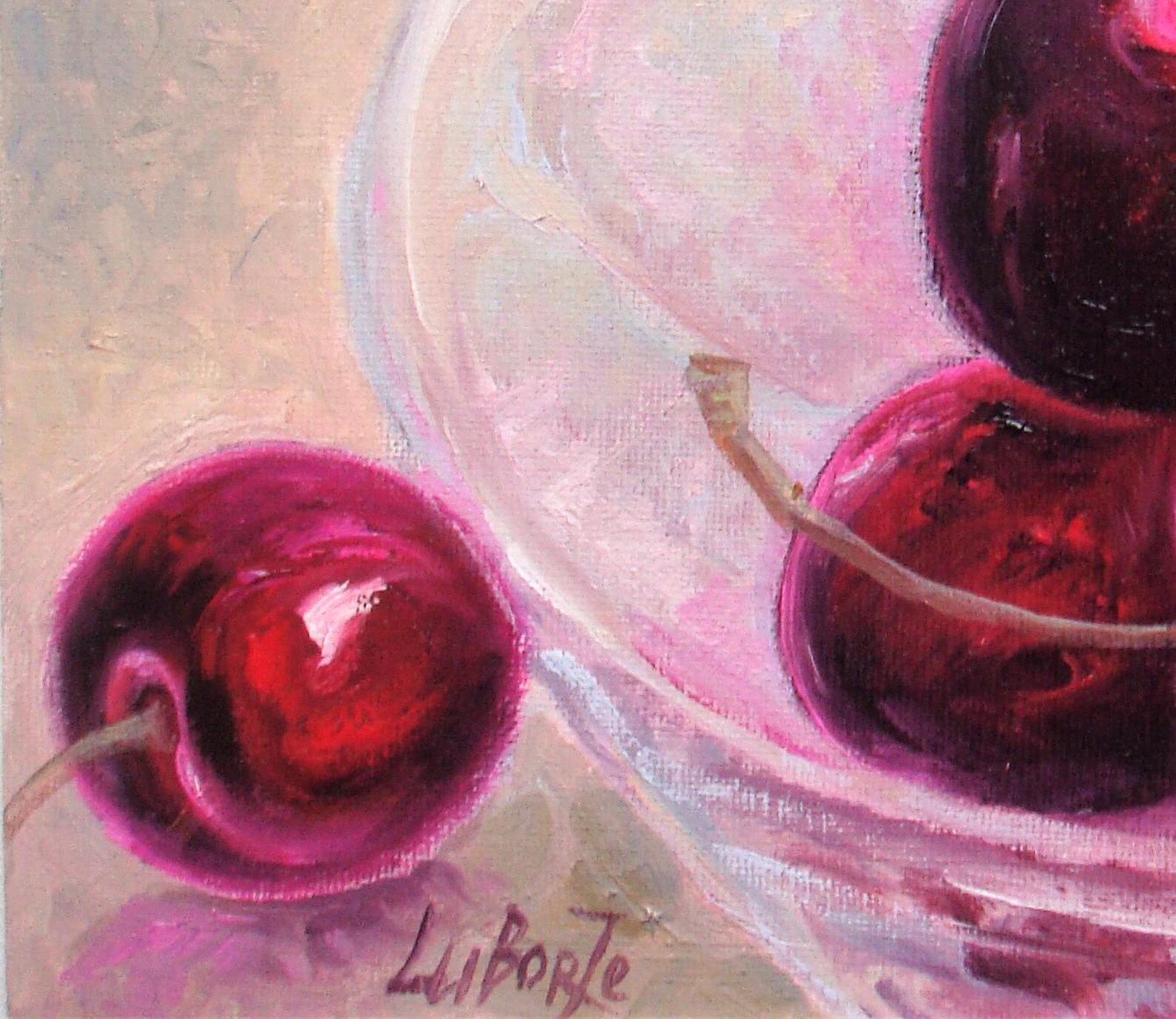 Original Oil Painting. Cherry. Still Life. Fruit Art. Canvas 12x9 Inch ...