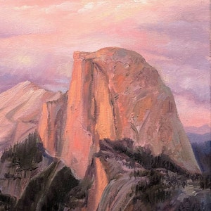 Half Dome. Original Oil Painting. Canvas 12x12 Inch. Sunset. Yosemite ...