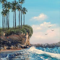 Beach Walk, Beach People, Original Oil Painting by Bridget Hobson, 6x6 ...