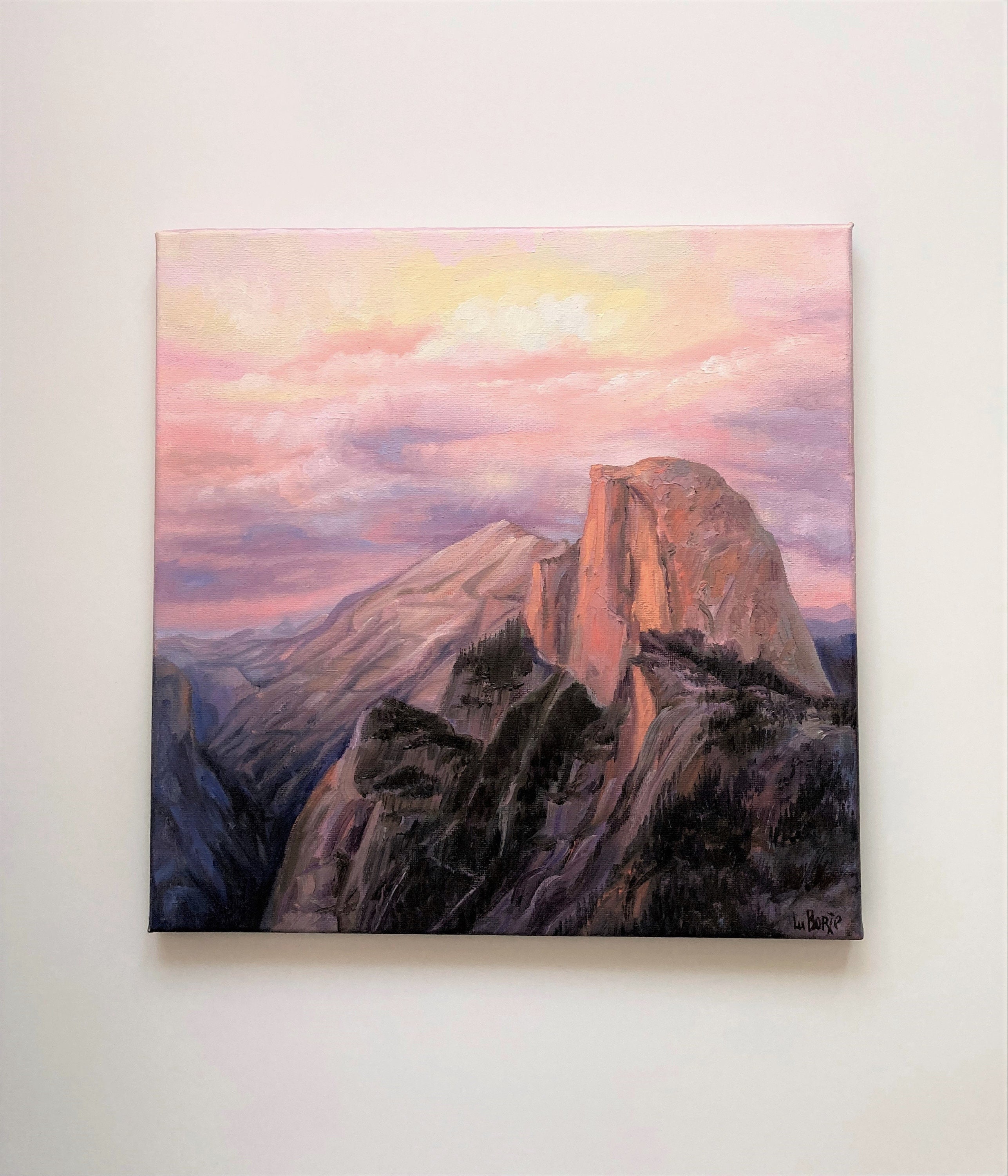 Half Dome. Original Oil Painting. Canvas 12x12 Inch. Sunset. - Etsy