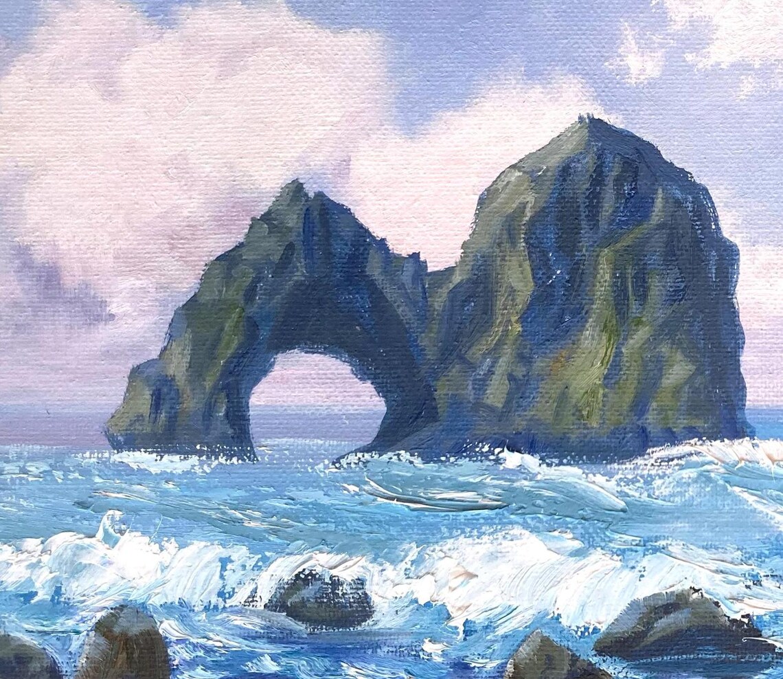 Original Oil Painting. Mack Arch Rock, Oregon. Seascape. Canvas 12x9 ...