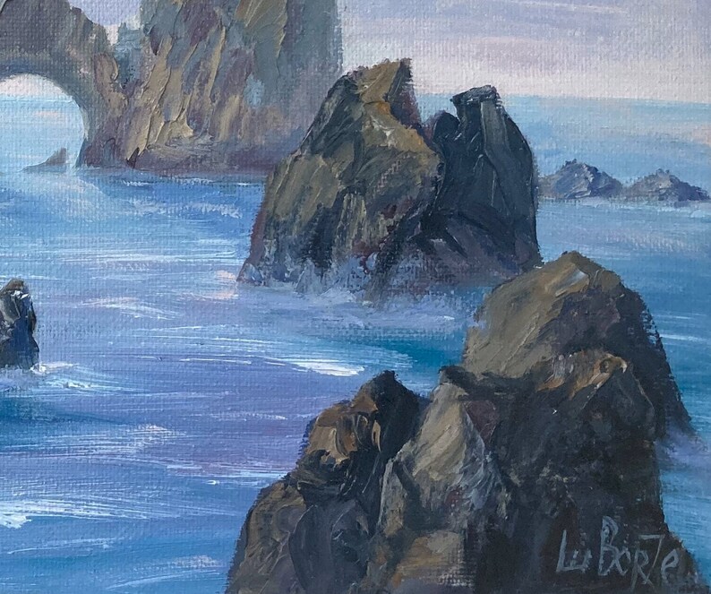 Original Oil Painting. Mack Arch Rock. Oregon Seascape. Canvas 12x9 ...