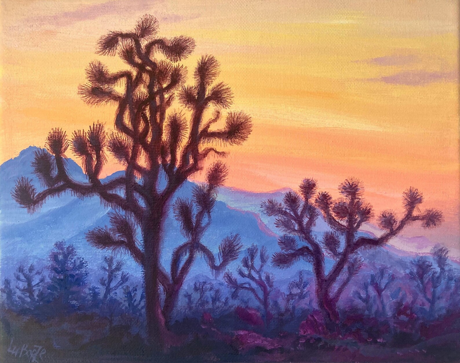 Original Oil Painting. Joshua Tree. Sunset. Los Angeles. California ...