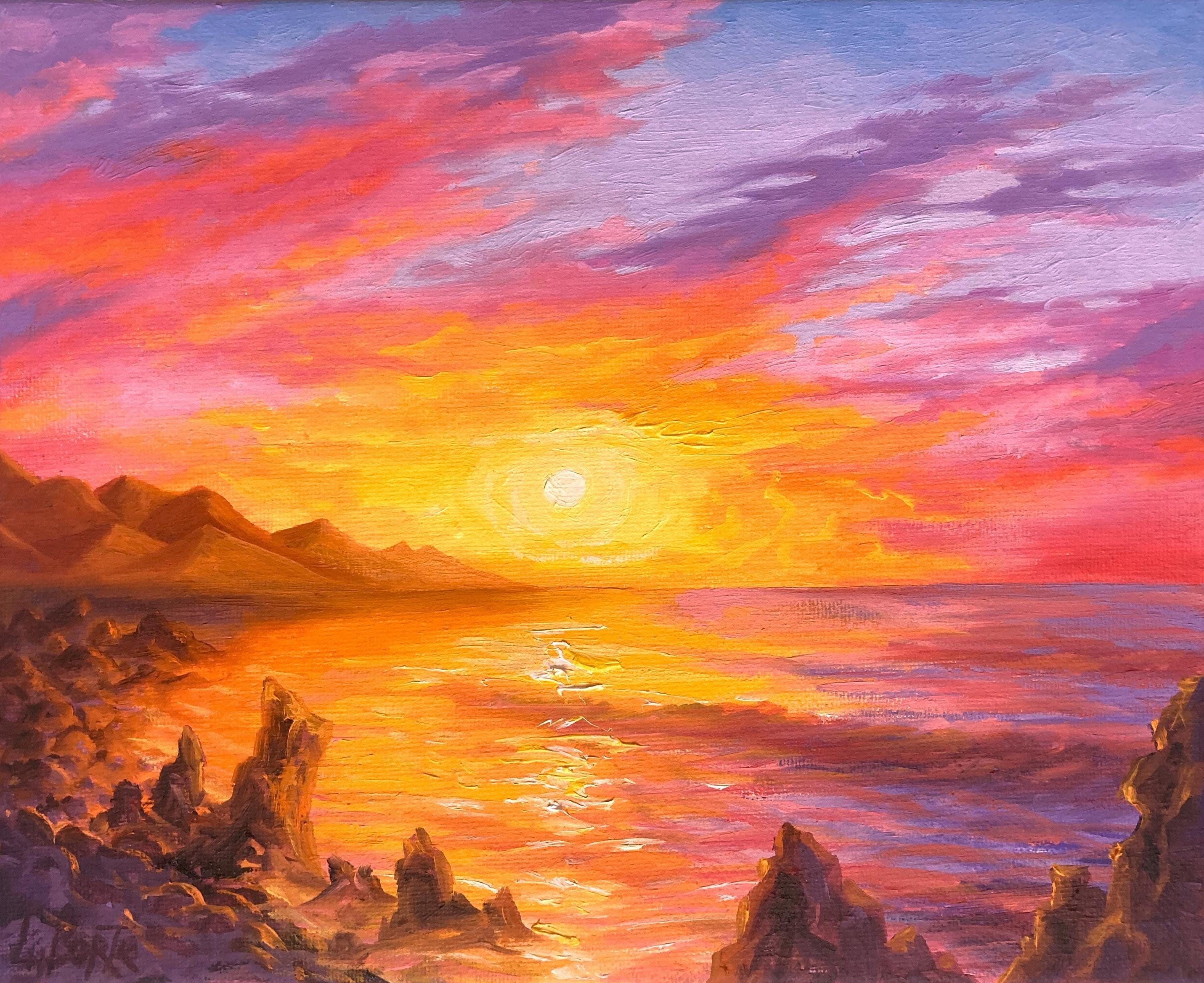 Oregon Beach. Sunset. Original Oil Painting. Seascape. Ocean Painting ...