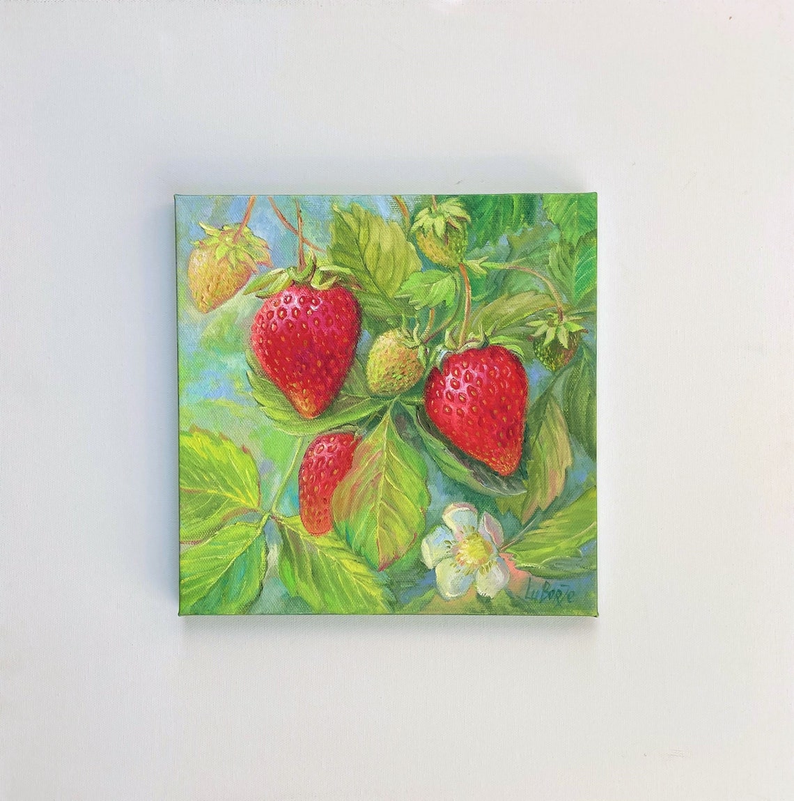 ORIGINAL Oil Painting. Strawberry in Nature. Fruit and Berry. Still ...
