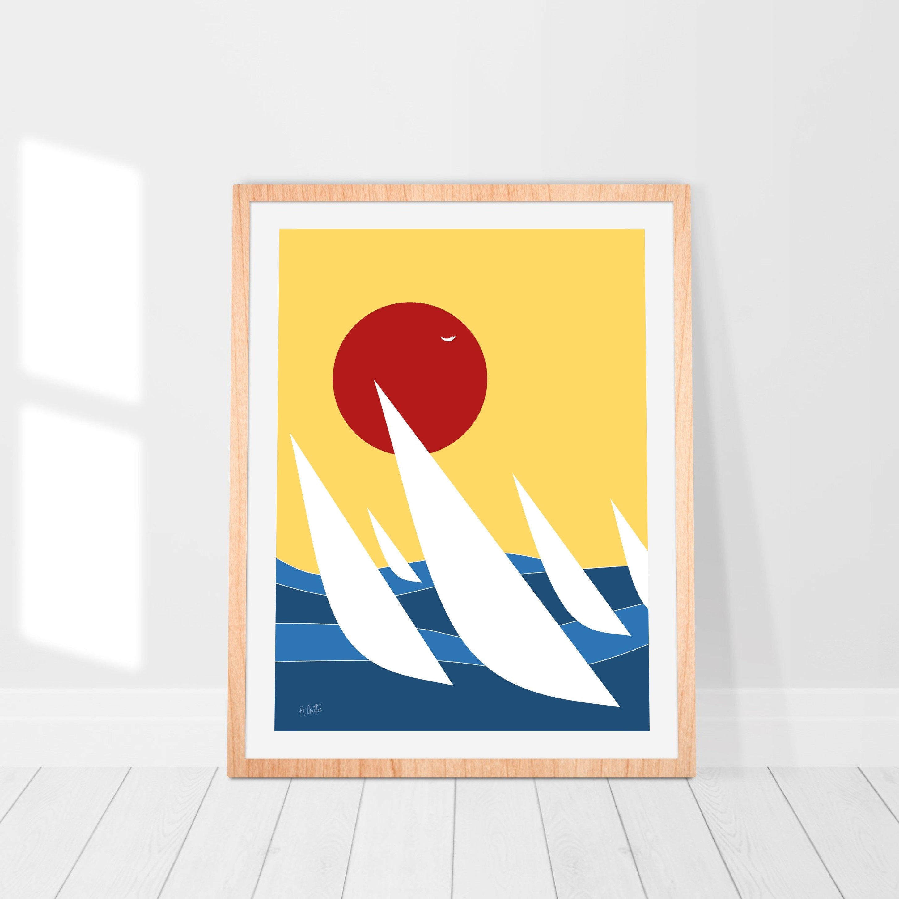 Nautical Decor, Boat Wall Art, Retro Sunset, Travel Poster - Etsy