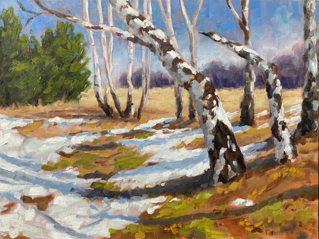 Spring Thaw - Birches - 12X16 Oil Painting - Original Oil Painting ...