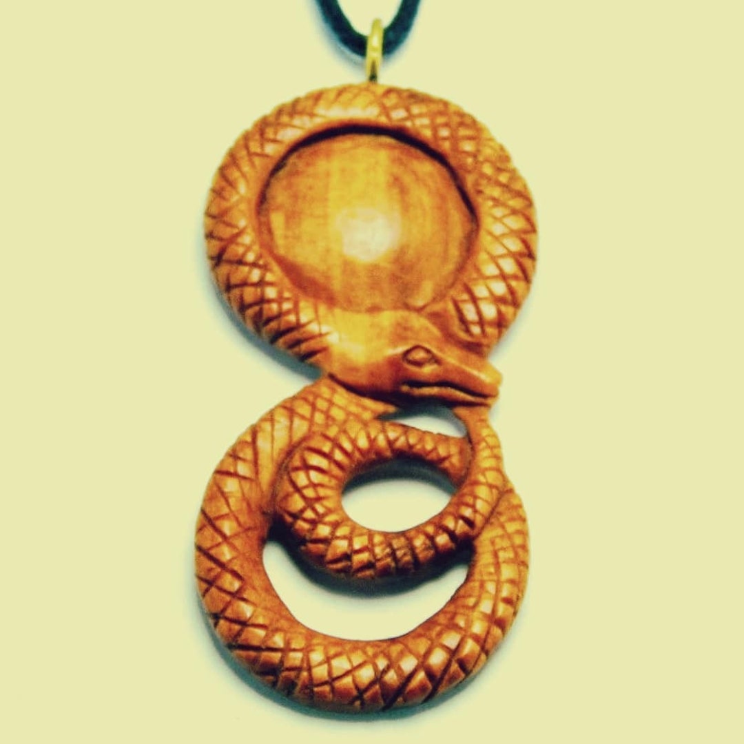 Snake Necklace Pendant by Crown Republic | Hand Carved Wooden Necklace ...