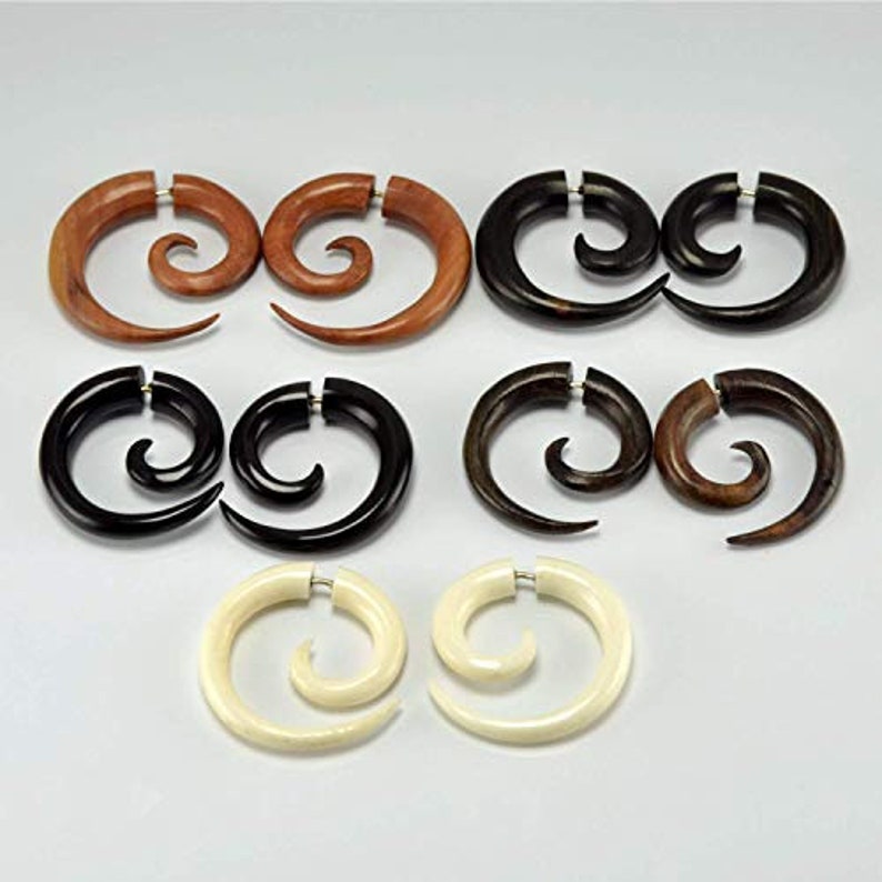 Small Spiral Faux Gauges by Crown Republic | Hand Carved Fake Gauge ...