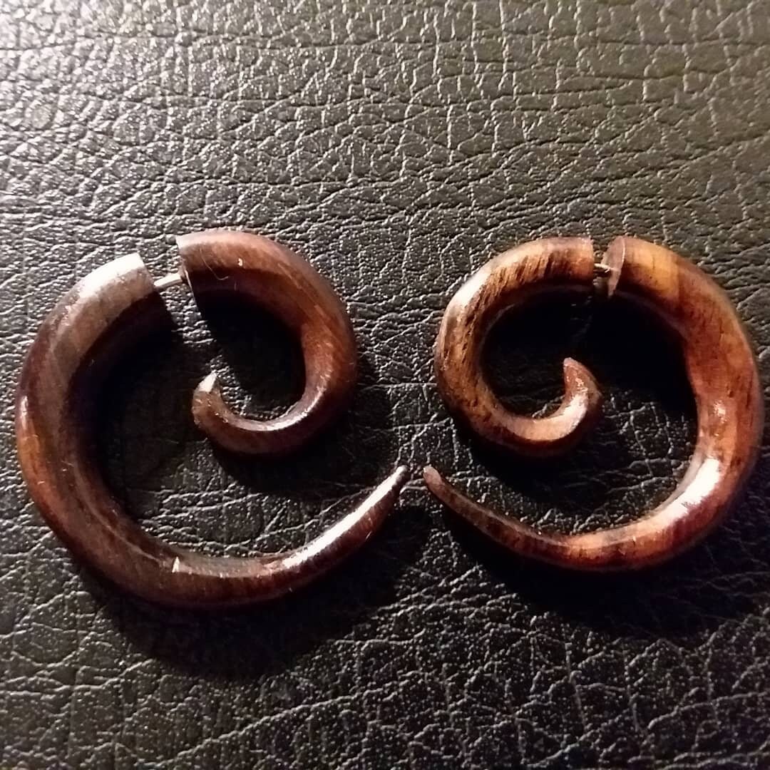 Small Spiral Faux Gauges SONO by Crown Republic | Hand Carved Fake ...