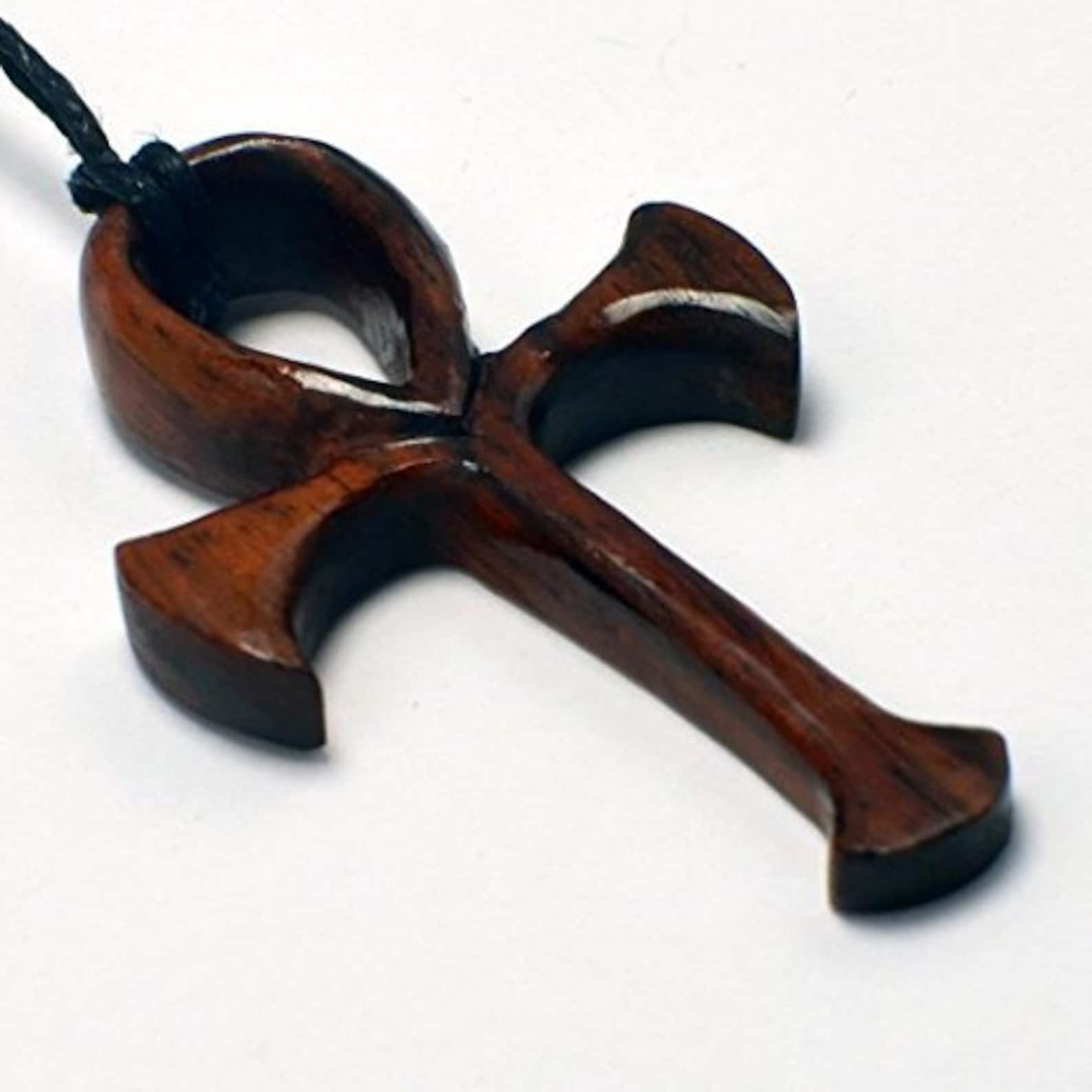 Wooden Ankh by Crown Republic | Hand Carved Wooden Pendant Jewelry ...