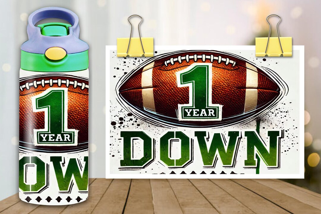 1st Year Down Digital Png Design, First Birthday PNG, Football One ...
