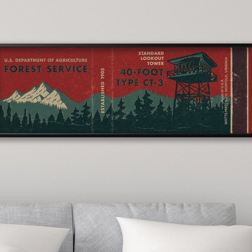 Retro US Forest Service Matchbook Poster 36 X 12 Fire - Etsy