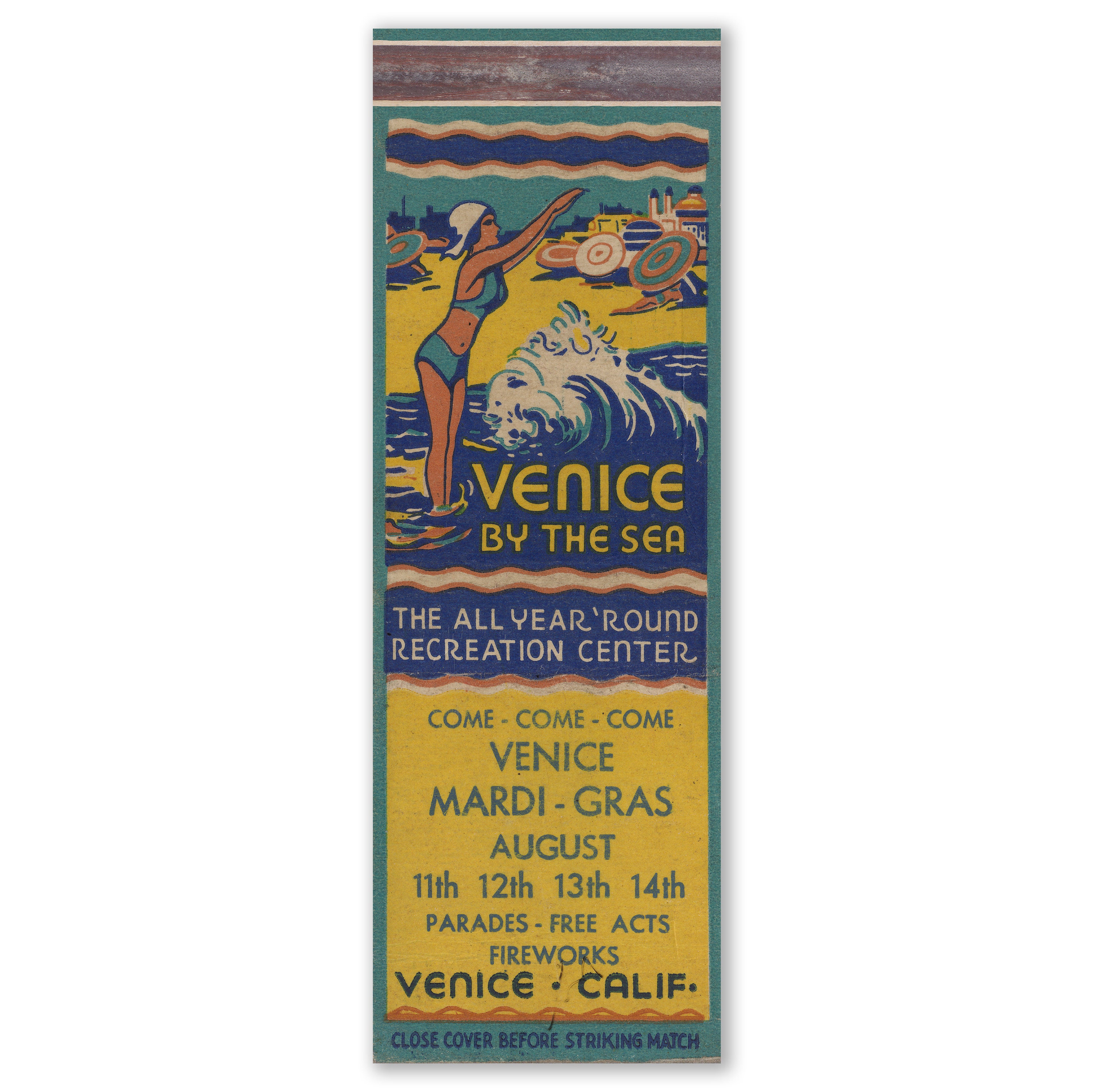 Retro Venice Beach Matchbook Poster 12 X 36in. Vintage - Etsy