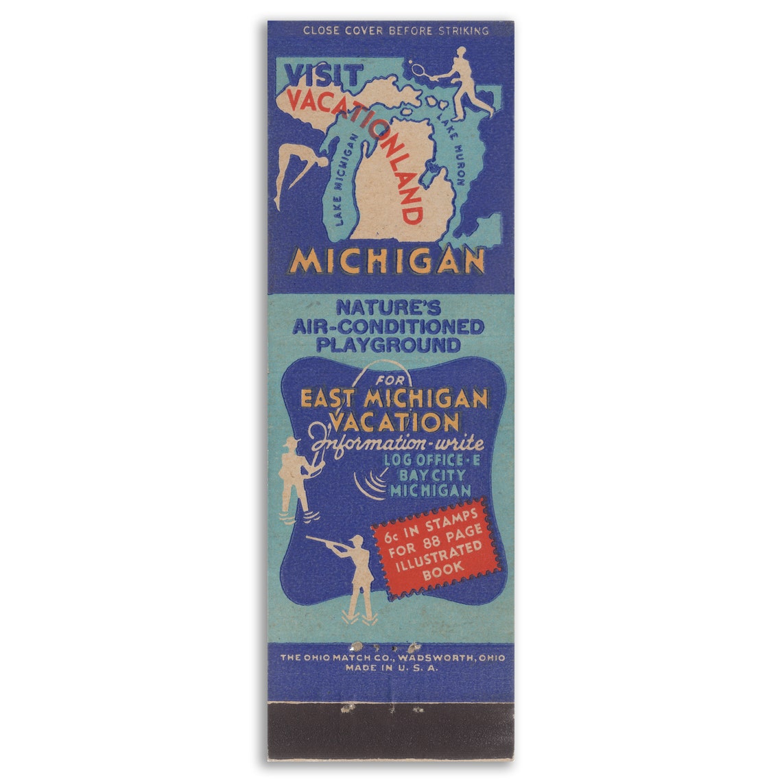 Retro Visit Michigan Matchbook Poster 12 X 36in. Vintage | Etsy