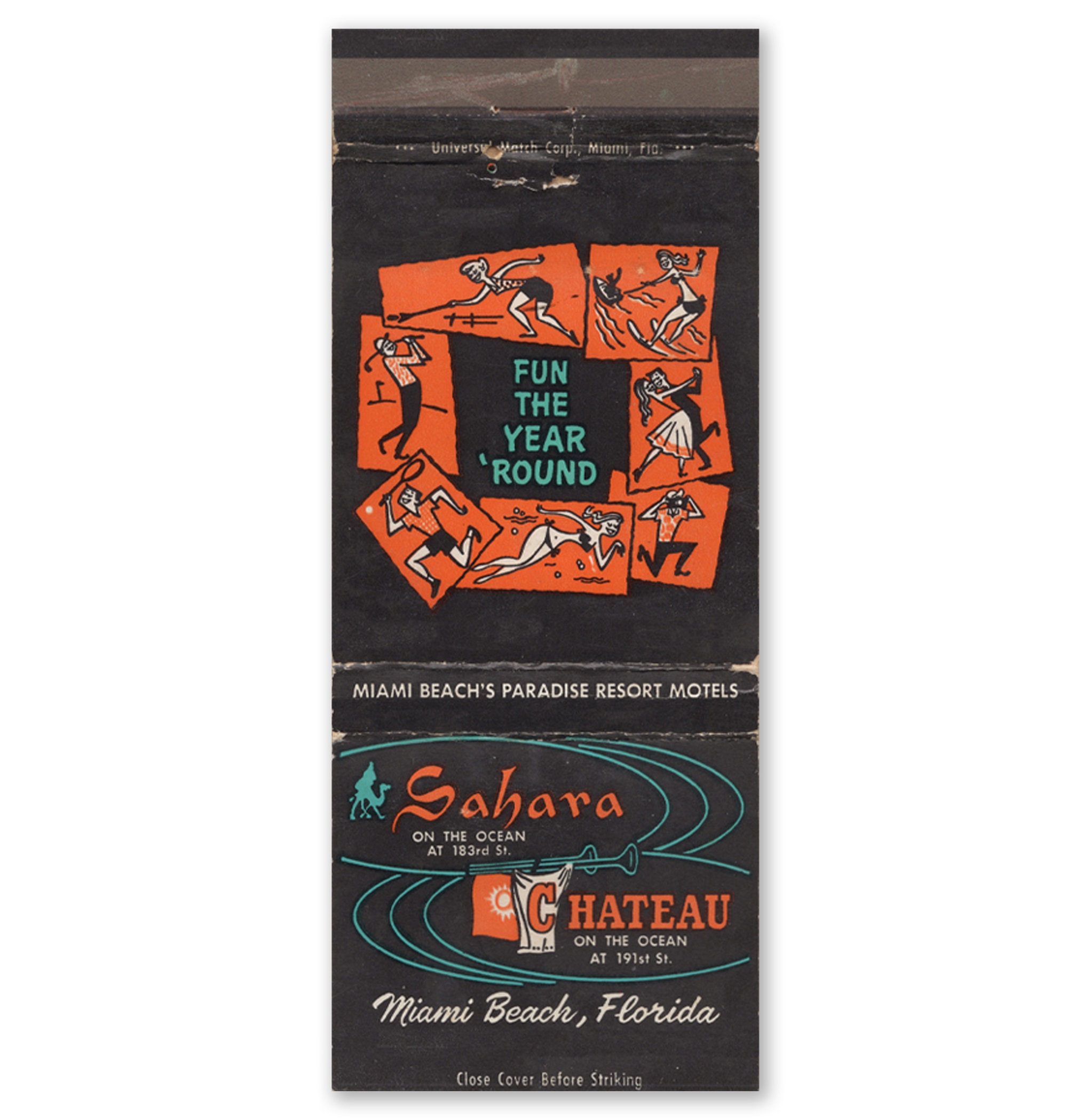 Retro Miami Beach Matchbook Poster (12 X 30in.) / Vintage Illustration ...