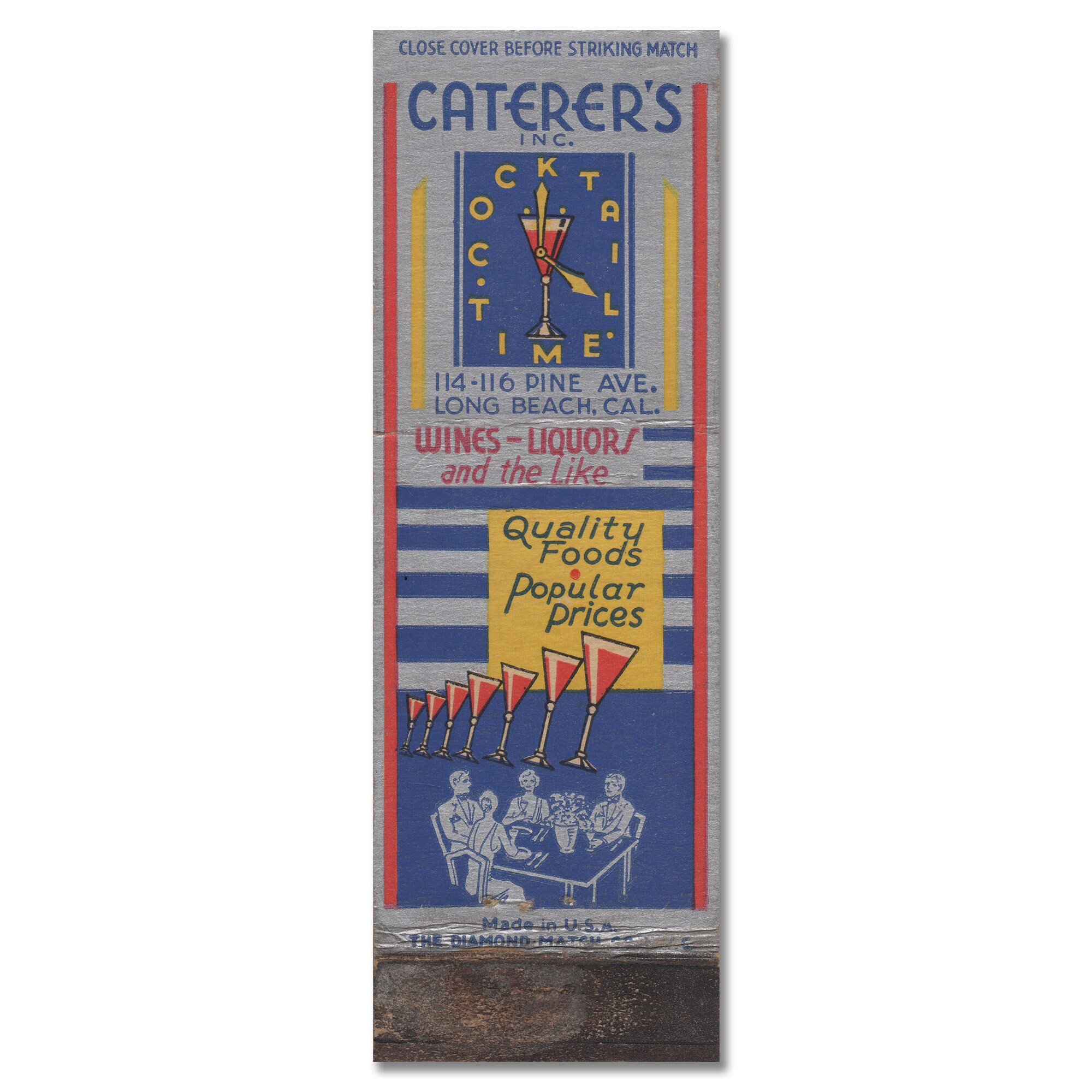 Retro Cocktail Time Matchbook Poster 12x36 Vintage | Etsy