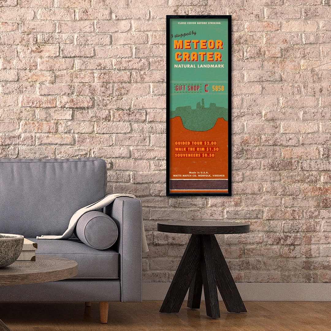 Retro Meteor Crater Matchbook Poster (12" X 36") Arizona Print | Desert ...