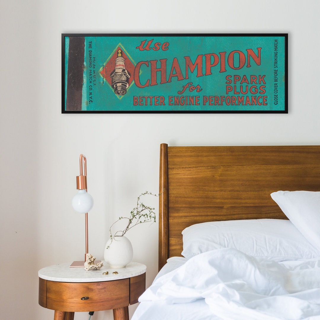 Retro Champion Spark Plug Matchbook Poster (36 X 12in.) | Automotive ...