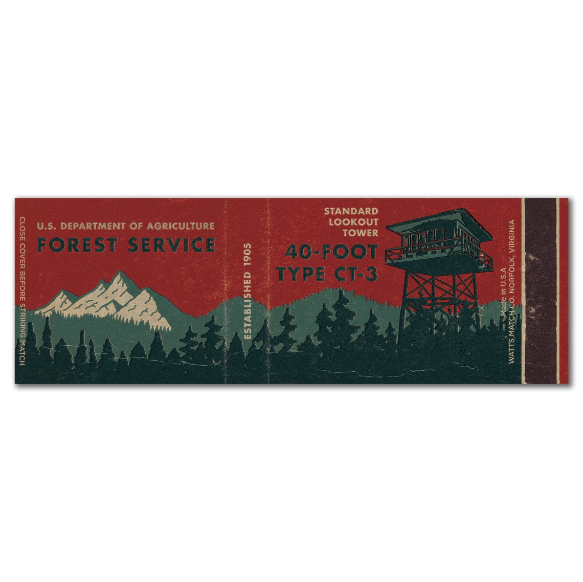 Retro US Forest Service Matchbook Poster 36 X 12 Fire - Etsy