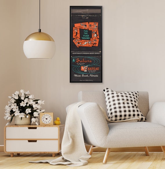 Retro Miami Beach Matchbook Poster 12 X 30in. / Vintage | Etsy
