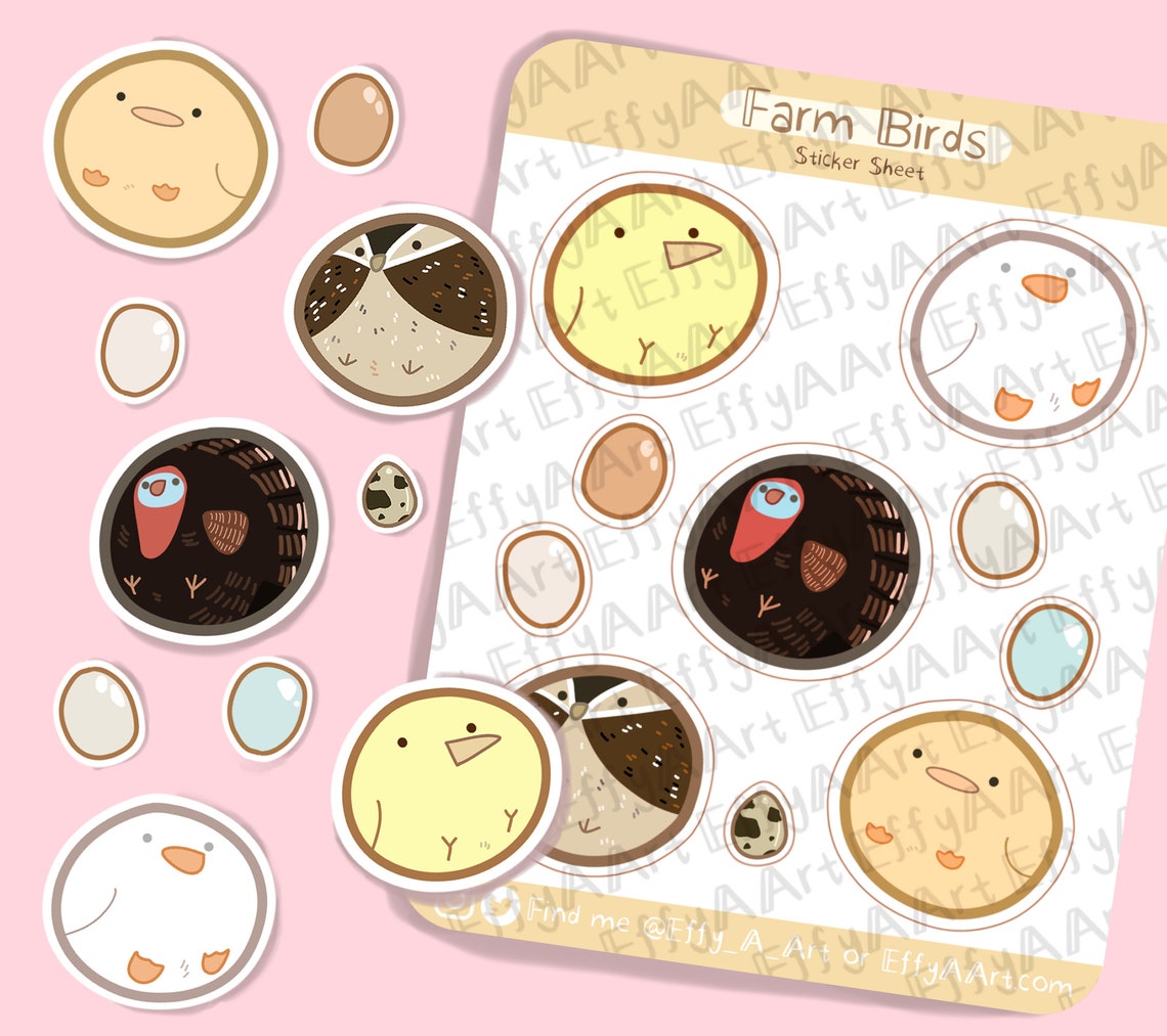 Farm Birds Sticker Set Poultry Stickers Cute Birds Animal | Etsy