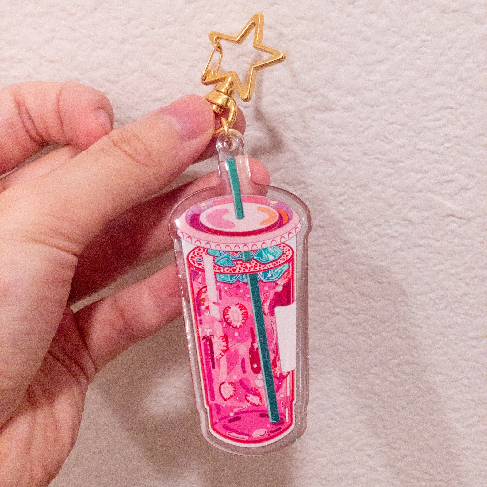 Double-sided Clear Acrylic Cute Drink Themed Keychain/charms With ...