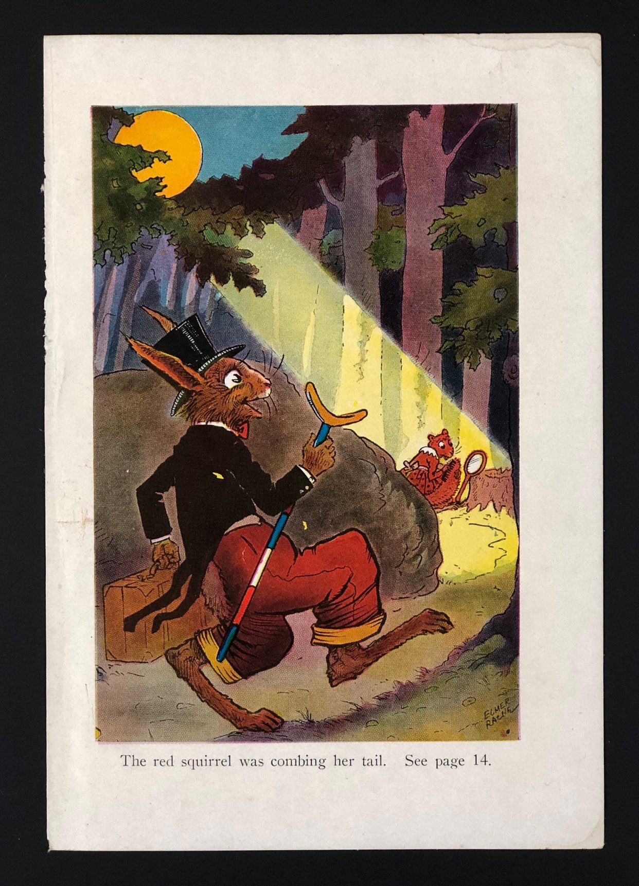 Vintage Uncle Wiggly Illustration, Original, Full Color, Moonlight Walk ...