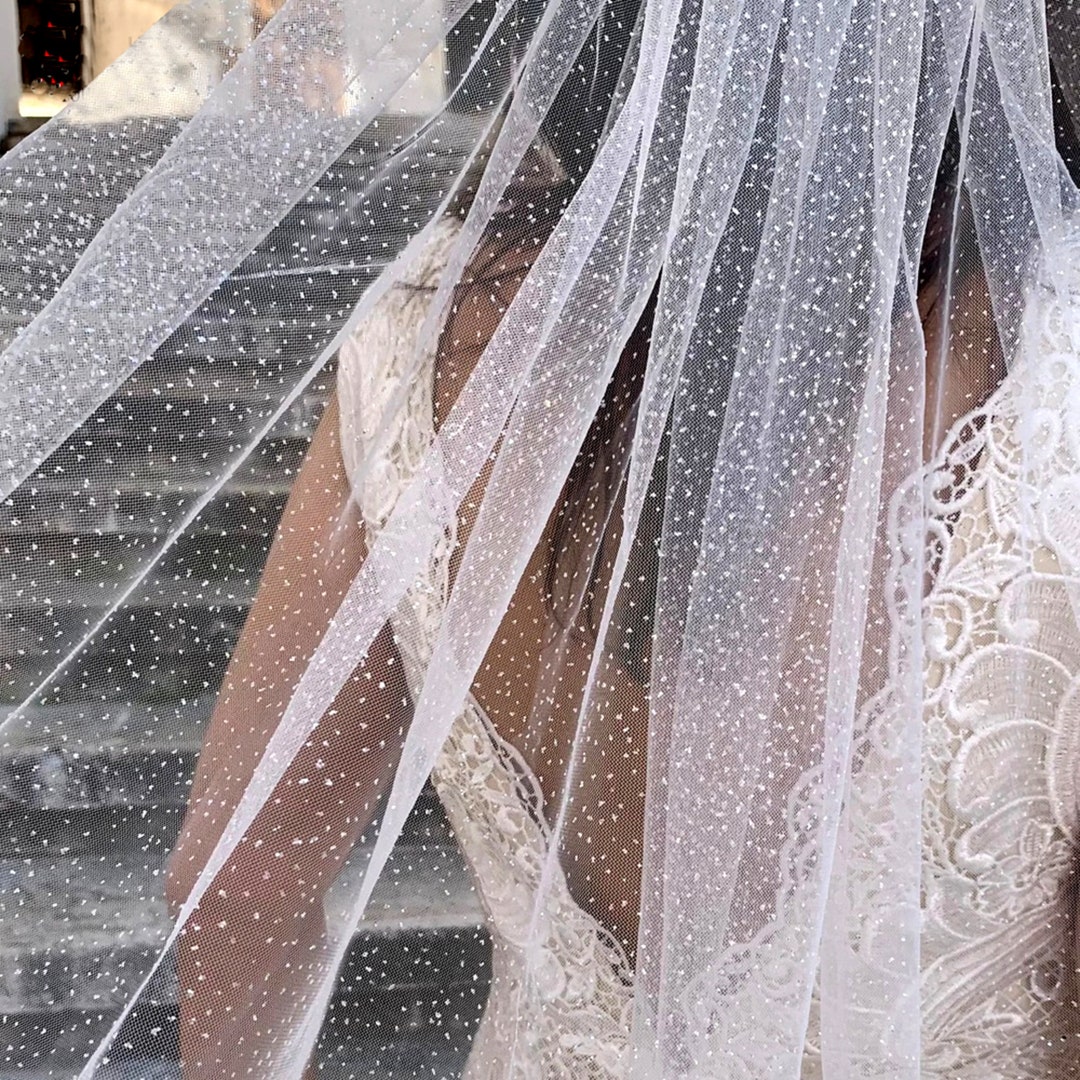 Glitter Wedding Veil,single Layer Long Wedding Veil,cathedral Wedding ...