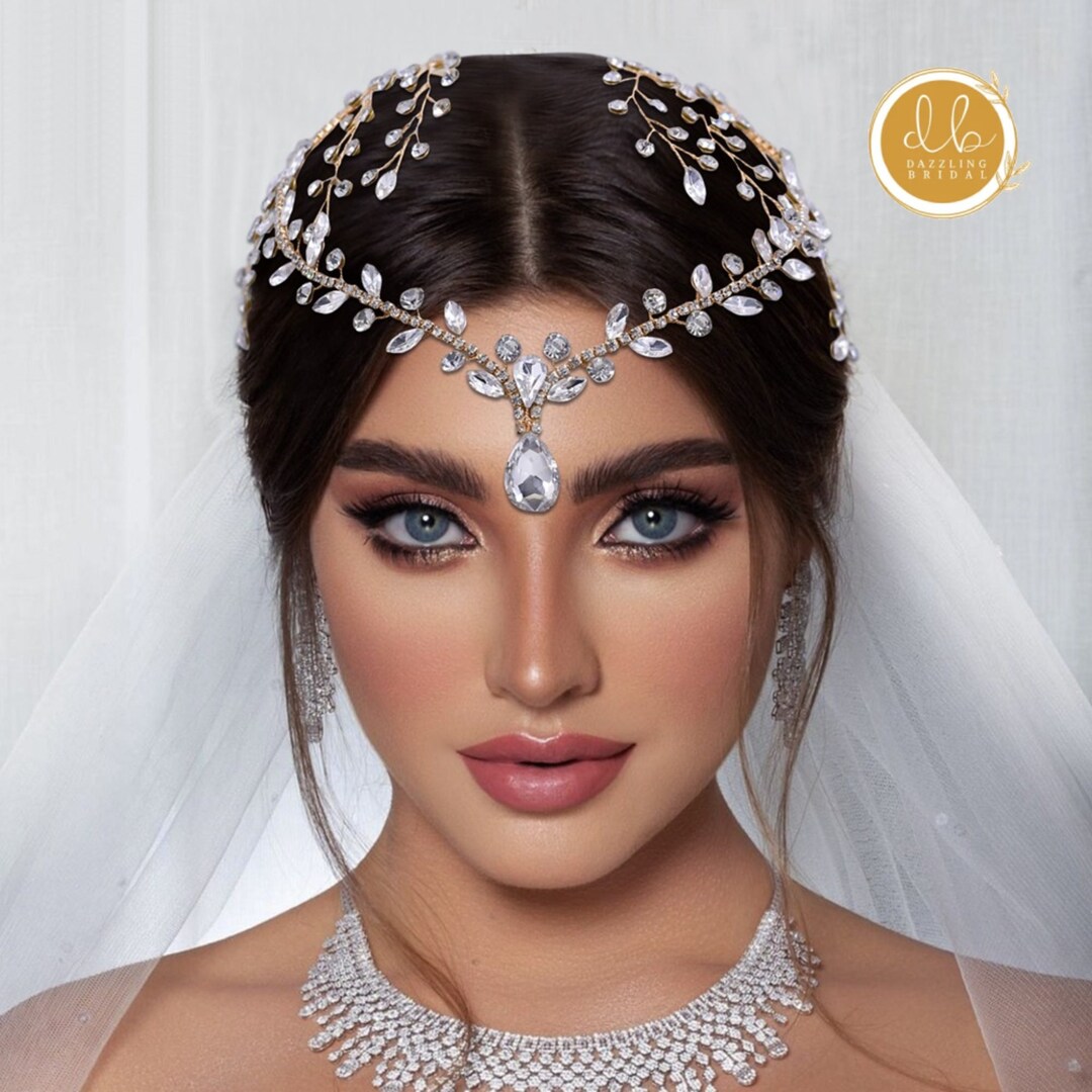 Gold or Silver Headchain, Head Chain, Wedding Boho Headpiece, Bridal ...