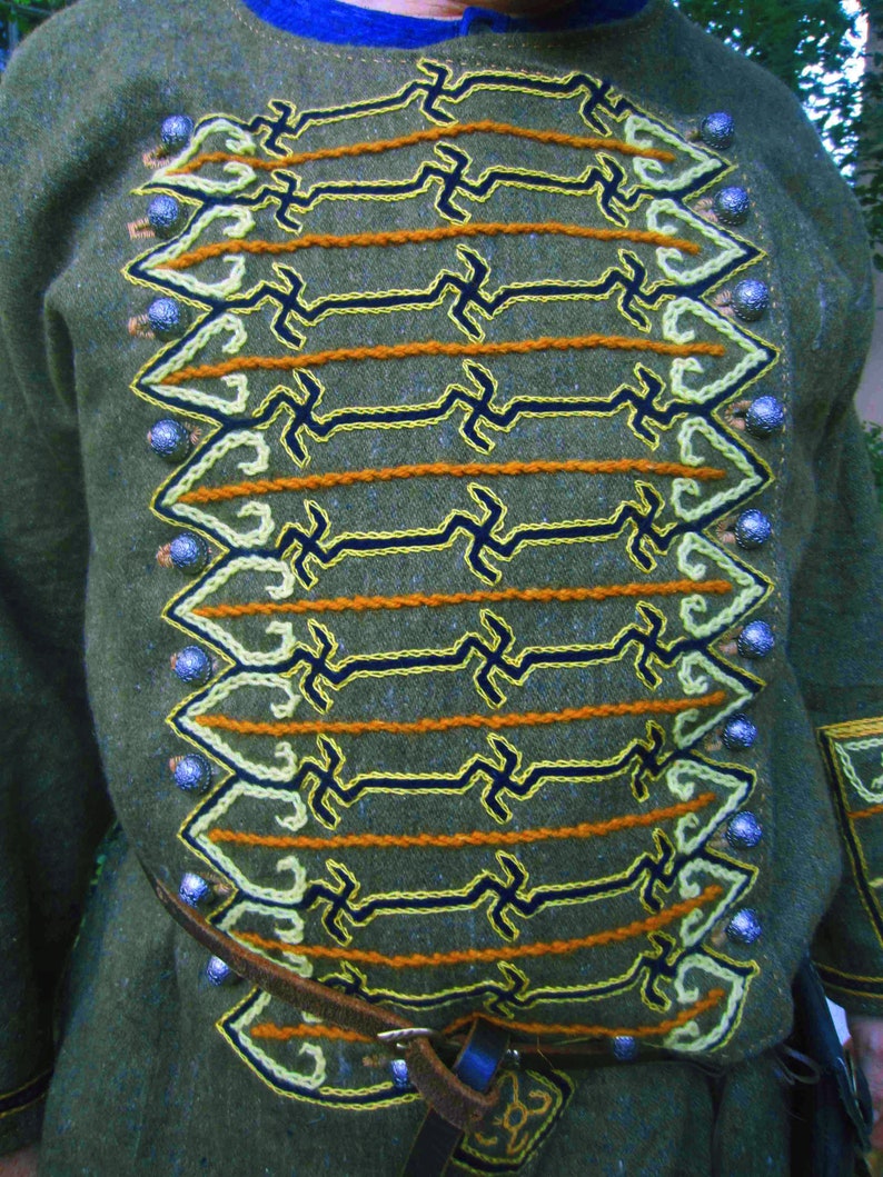 Beautiful Viking Caftan, Massive Wool, Lining, Hand Made, Embroidered ...