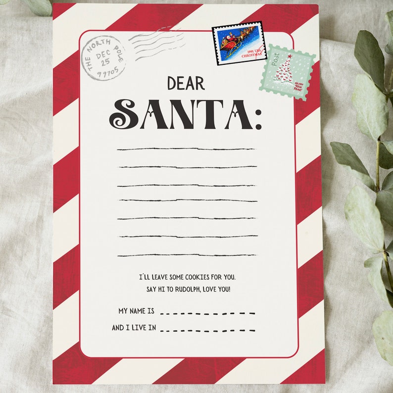 Carta a Santa imprimible carta para Santa lista de deseos - Etsy México