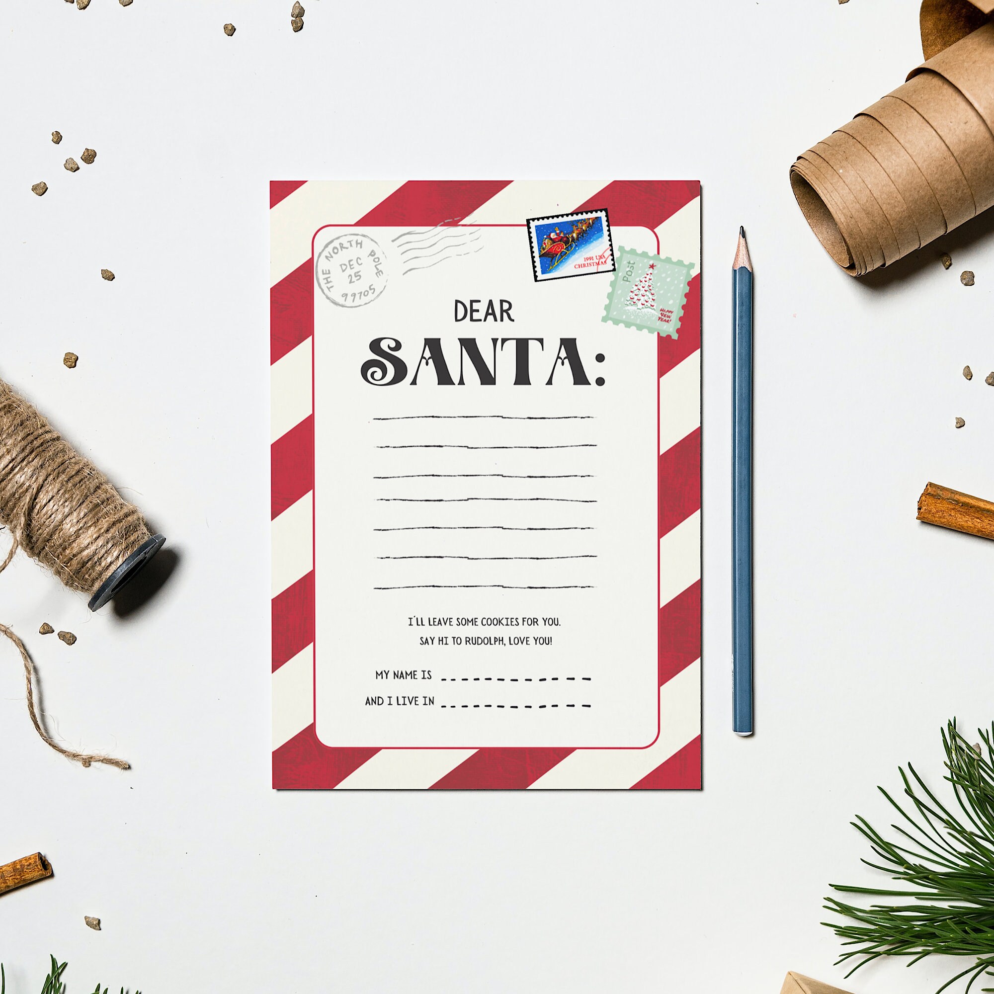 Carta a Santa imprimible carta para Santa lista de deseos - Etsy México
