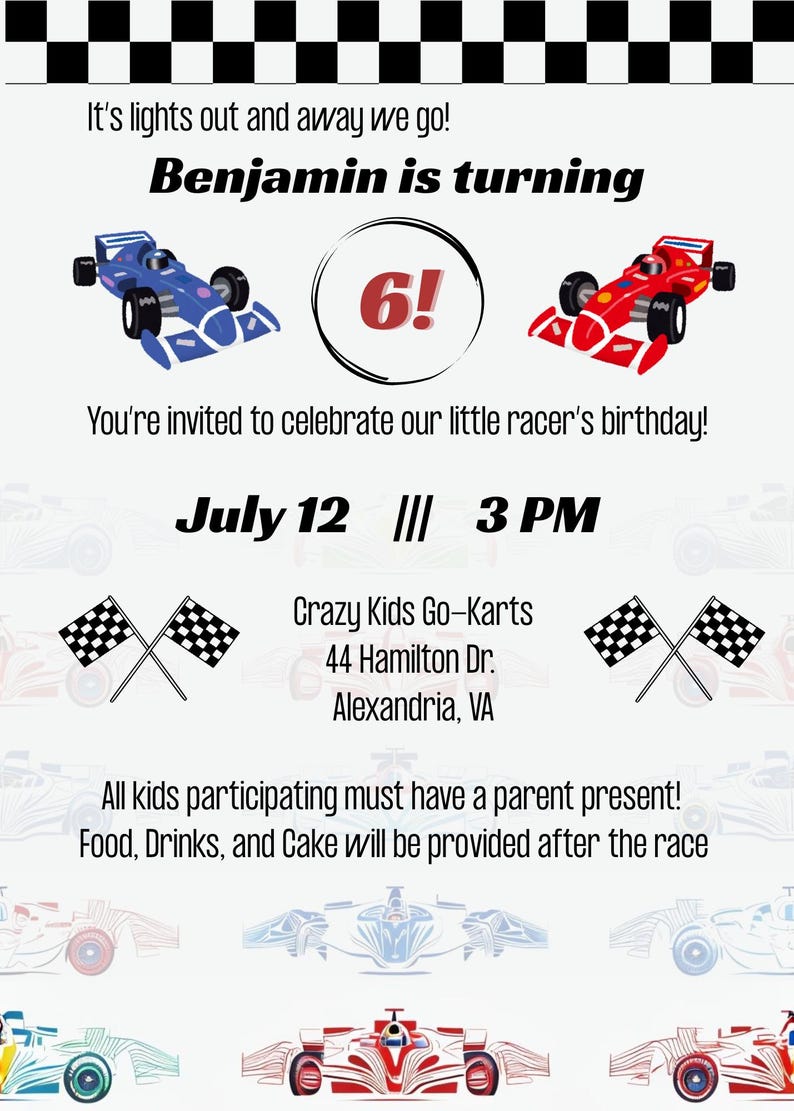 Formula 1 Party Invitation - Etsy