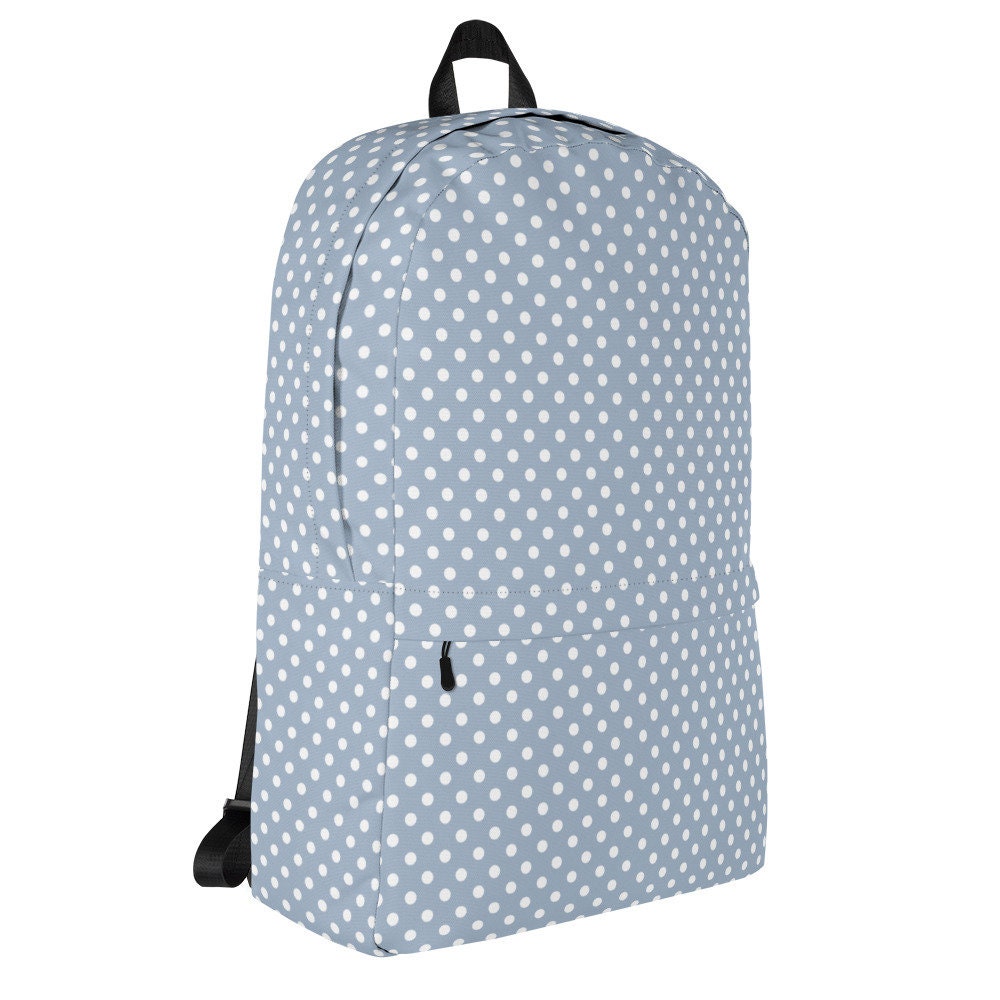 Denim Blue & White Polka Dot Backpack Travel School Work Laptop Bag - Etsy
