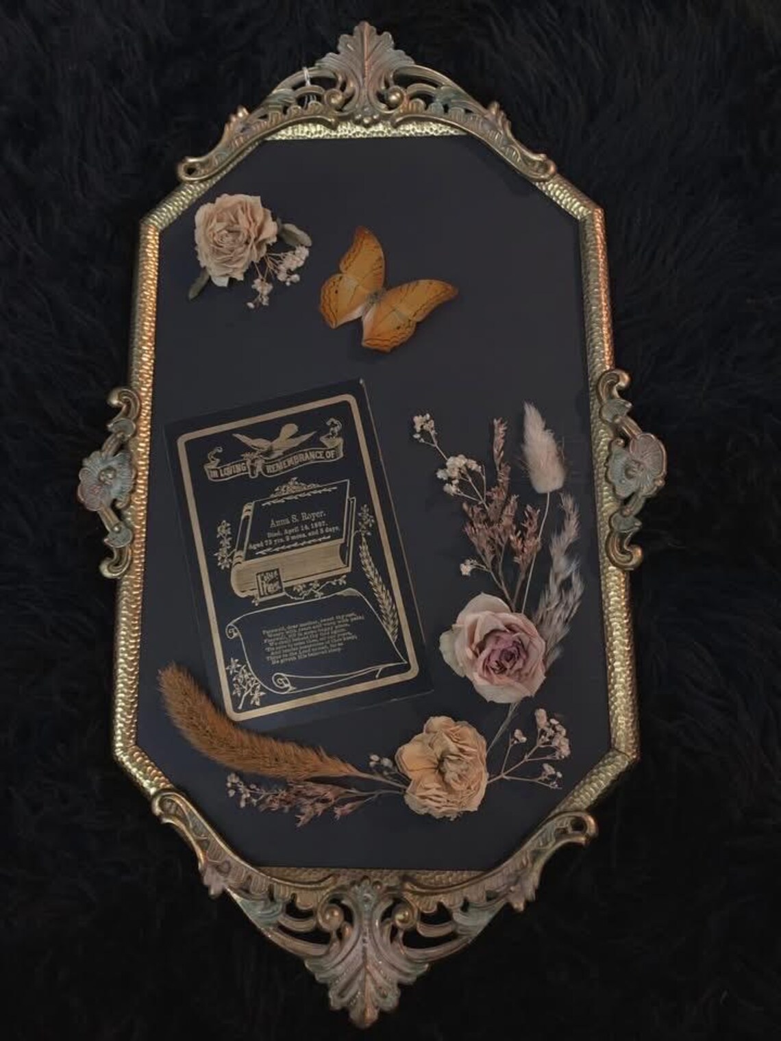 Antique Victorian Mourning Funeral Card Memorial of Anna Butterfly ...