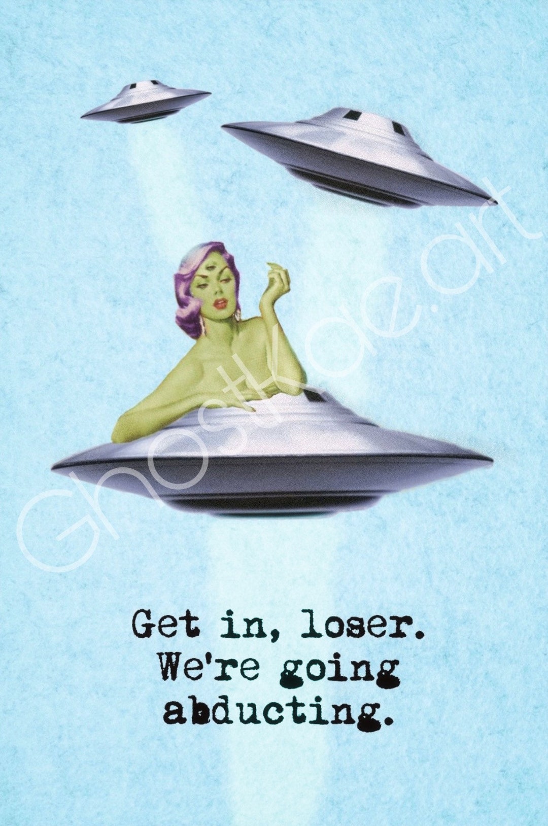 Alien UFO Pulp Art / Pin up Print - Etsy